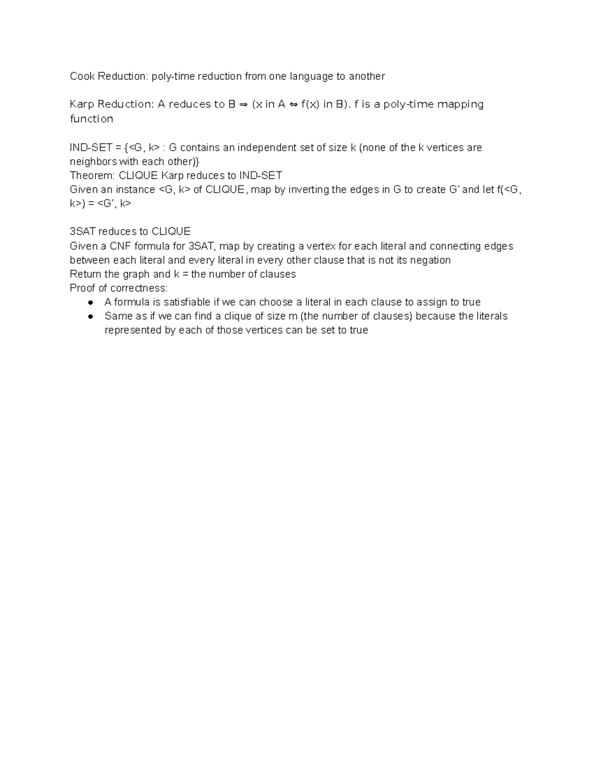 Cook Karp Reductions - In-class notes from slides and lecture - Cook ...