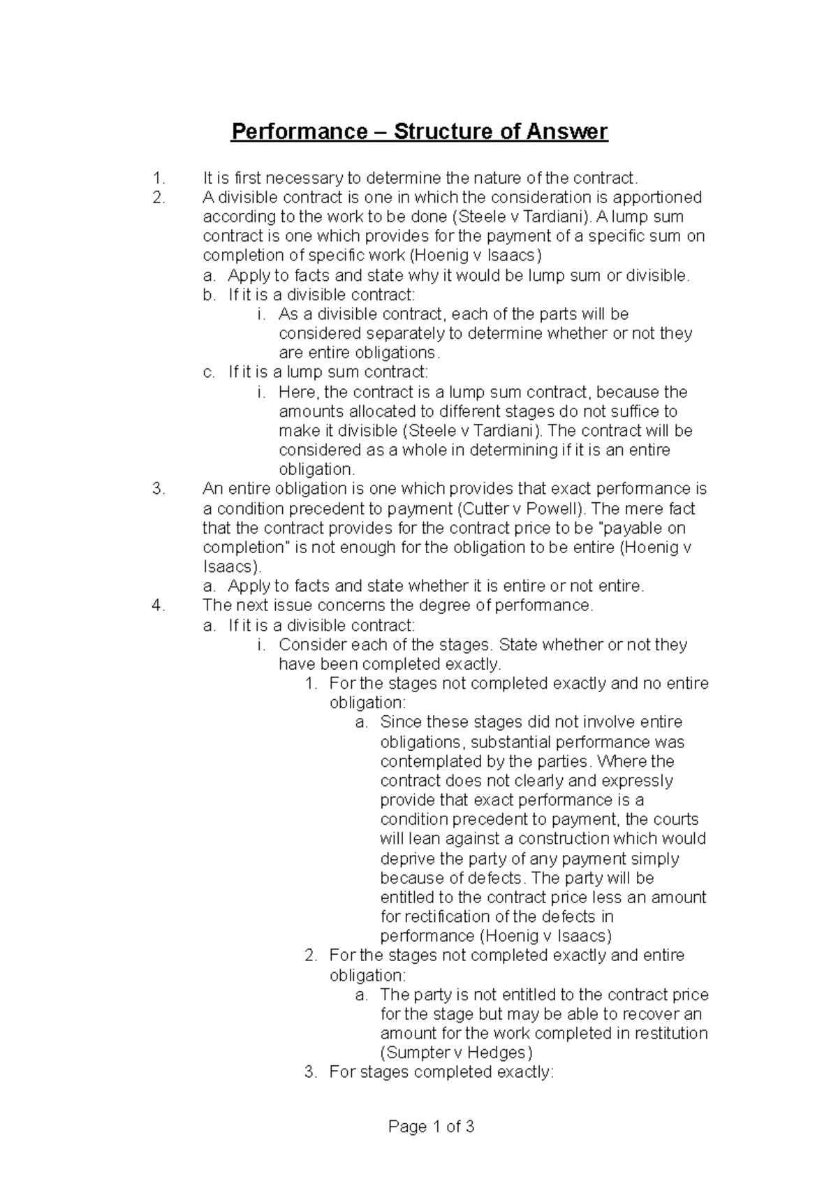 Performance - STRUCTURED ANSWERS - Performance – Structure of Answer It ...