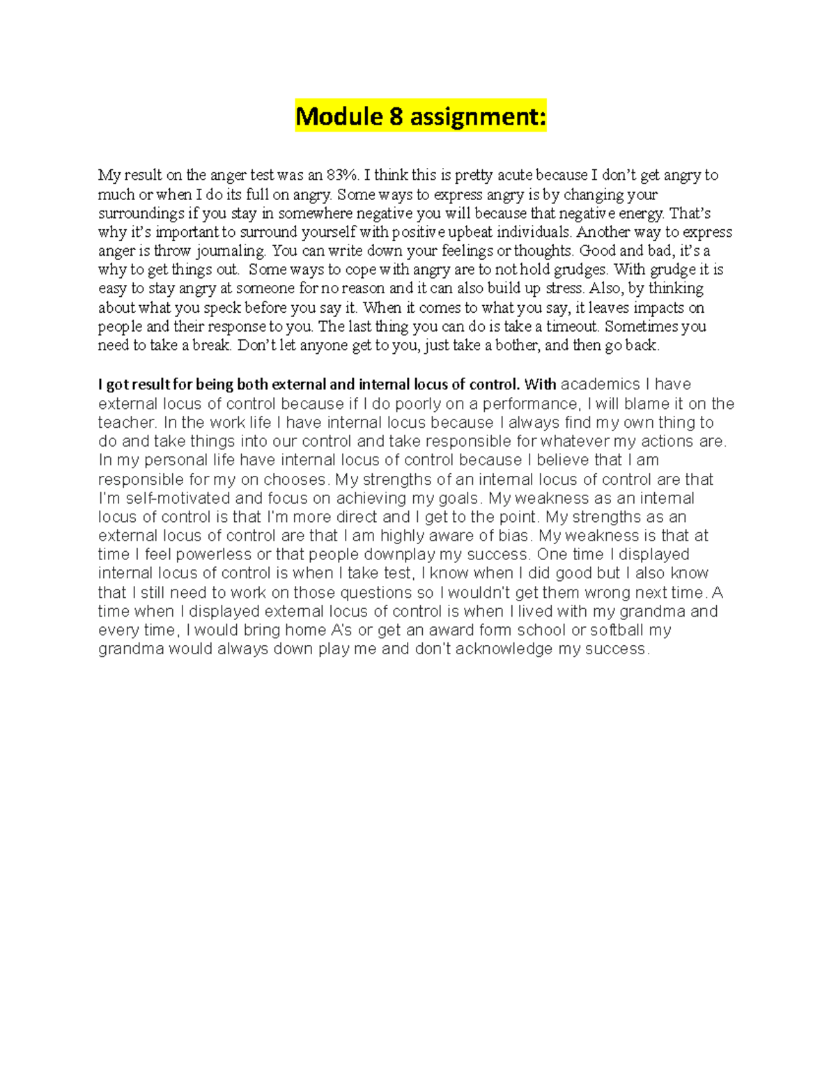 Module 8 - About the religious - Module 8 assignment: My result on the ...