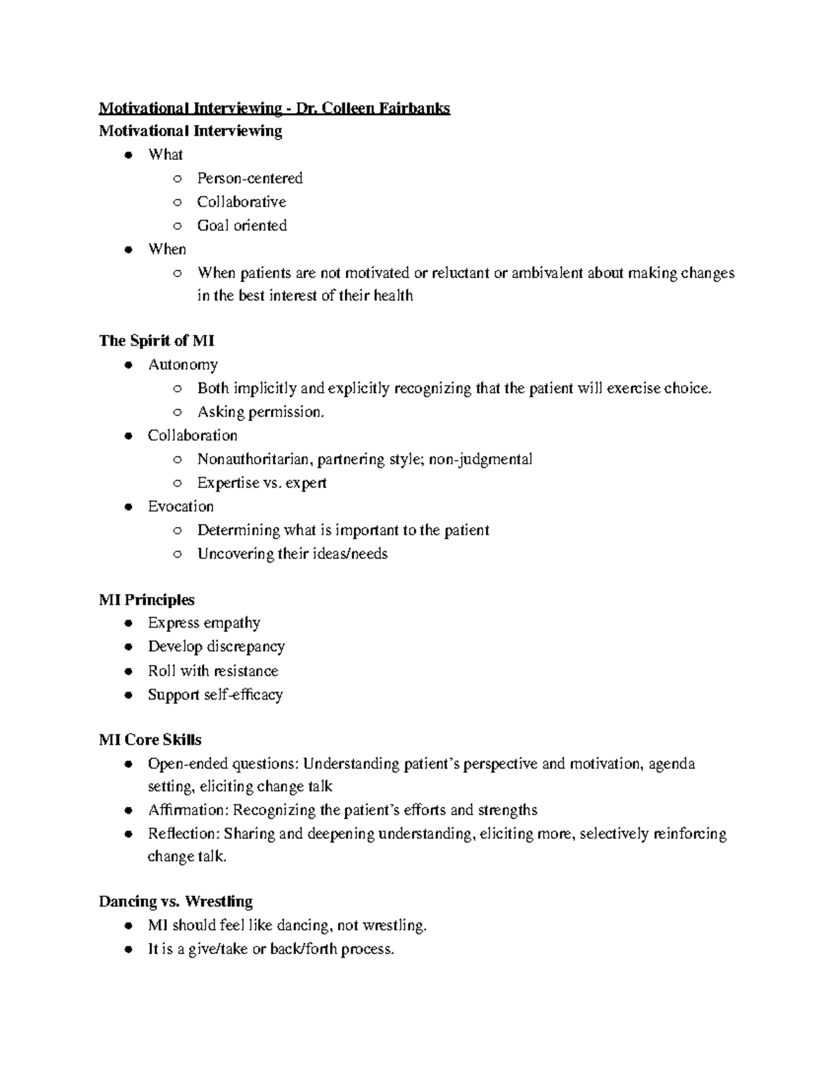 Week 9 - Motivational Interviewing Module - Motivational Interviewing ...