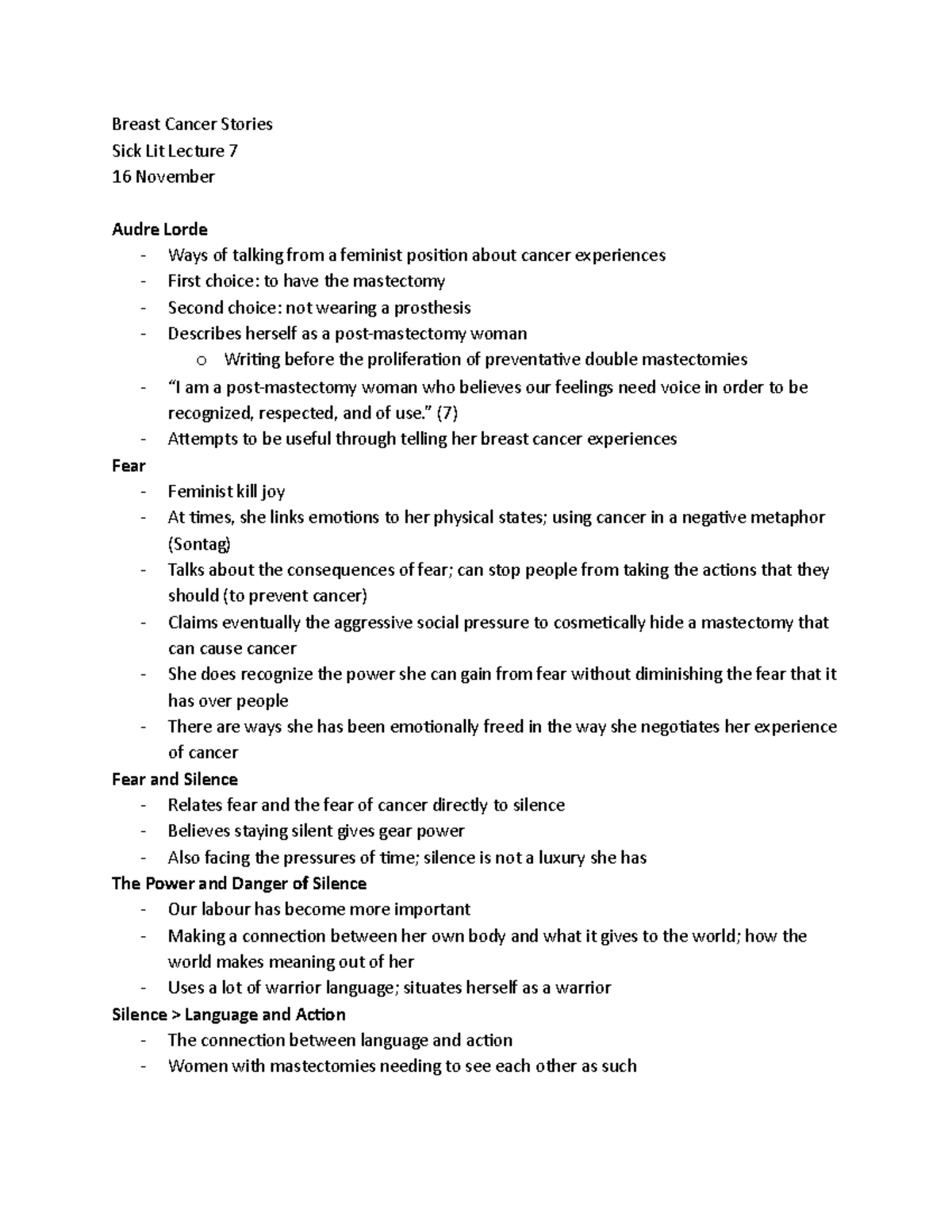 Sick Lit Lecture 7 - Prof. Sally Chivers - Breast Cancer Stories Sick ...