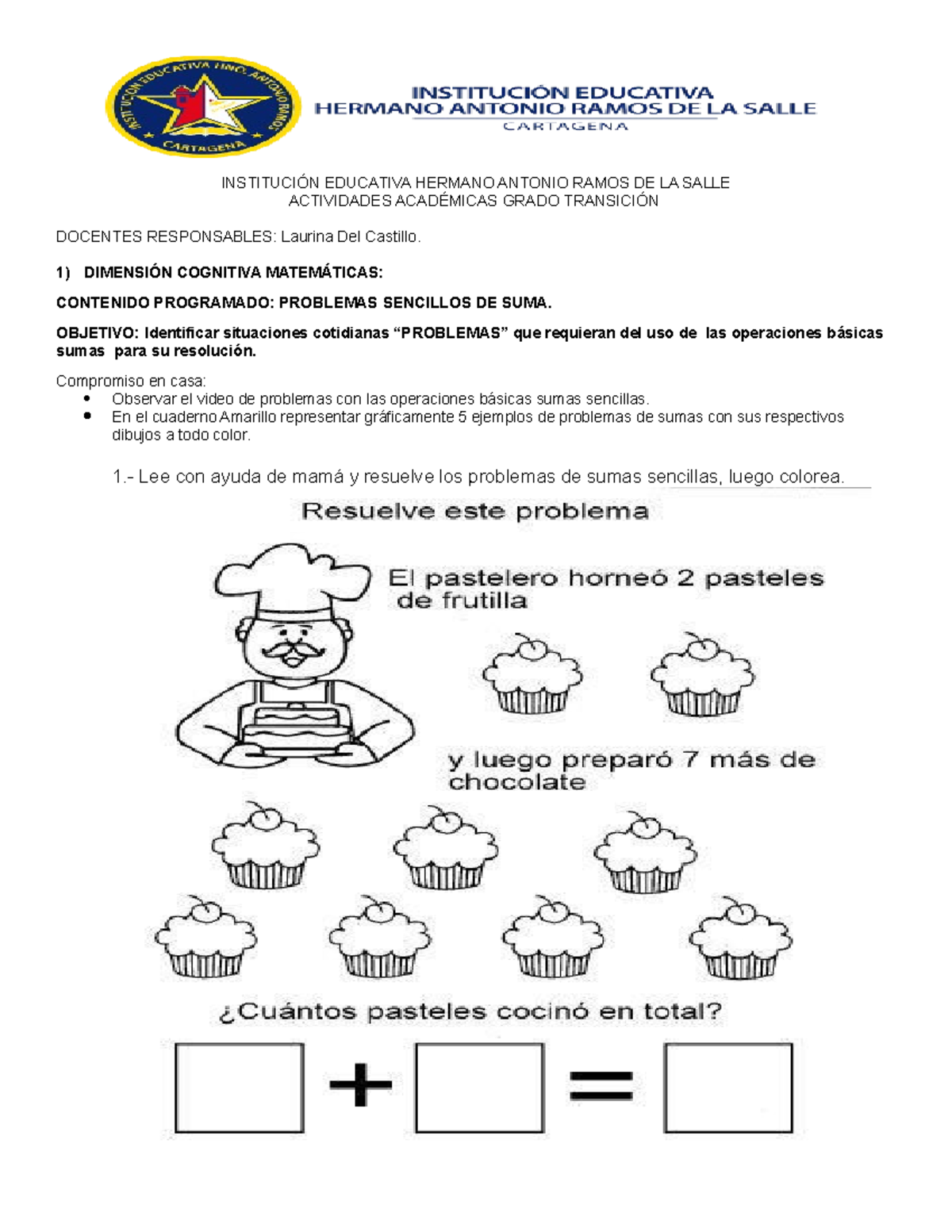 GUIA Problemas Sencillos DE SUMA Dimensiã N Cognitiva Matemã Ticas ...
