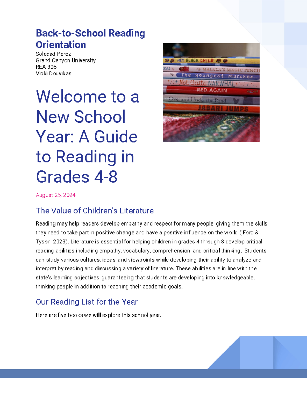 Brochure - Back-to-School Reading Orientation Soledad Perez Grand ...