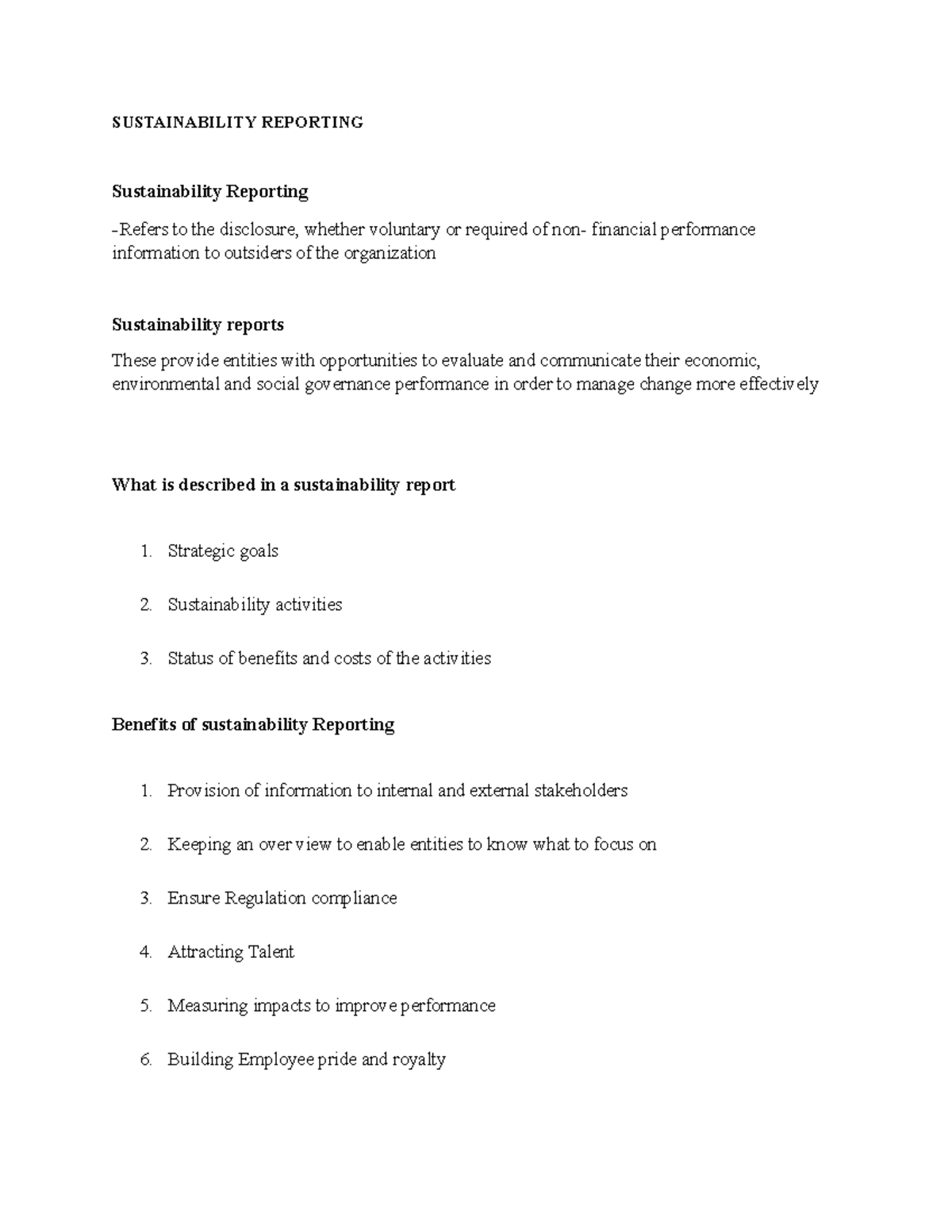 Sustainability Reporting - SUSTAINABILITY REPORTING Sustainability ...