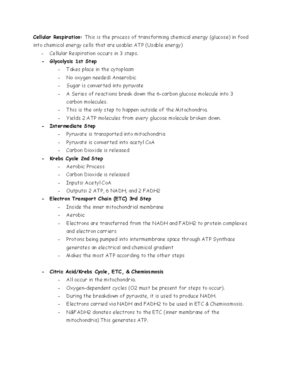 Cellular Respiration - Glycolysis 1st Step - Takes place in the ...