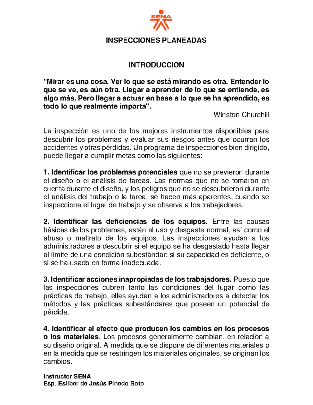 1. Inspecciones Planeadas - Introducción - Instructor SENA INSPECCIONES ...