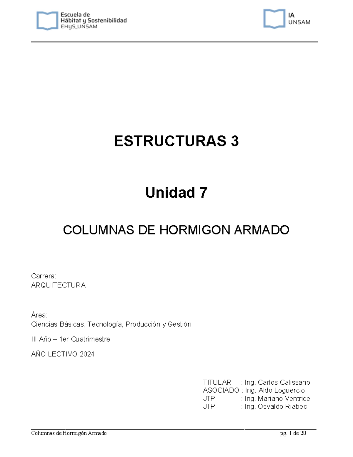 Unsam E3 - U7 Columnas de Hormigon Armado - - Studocu