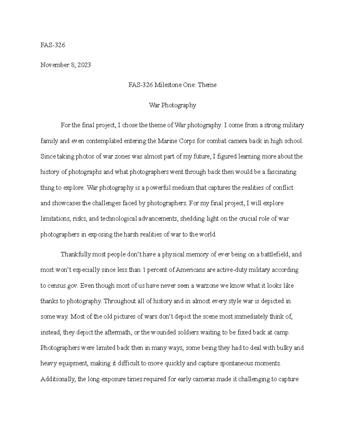 FAS-326 Milestone 1 - Got a C forgot to add some information - FAS ...