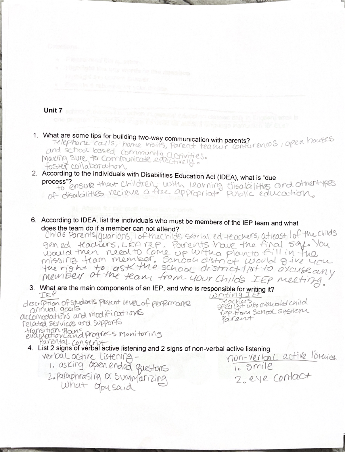 Attachment 2 - unit 6 and unit 7 Study guide - Unit 7 1. What are some ...