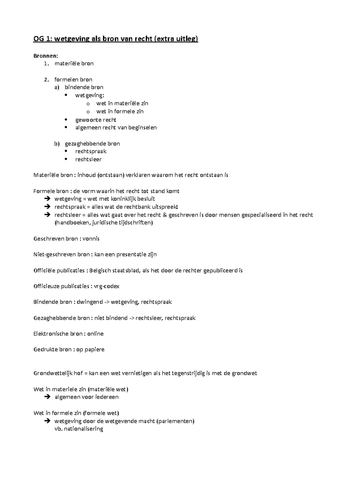 OG 1 extra uitleg - OG 1: wetgeving als bron van recht (extra uitleg ...