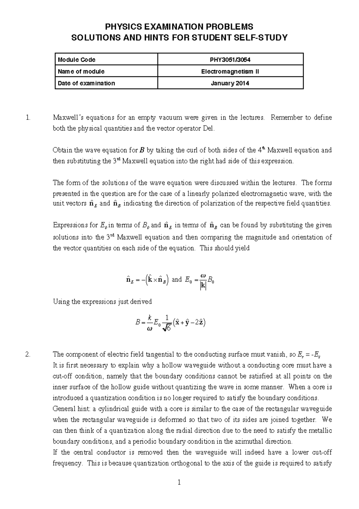 Physics Exam Problems Solutions and Hints - Studocu