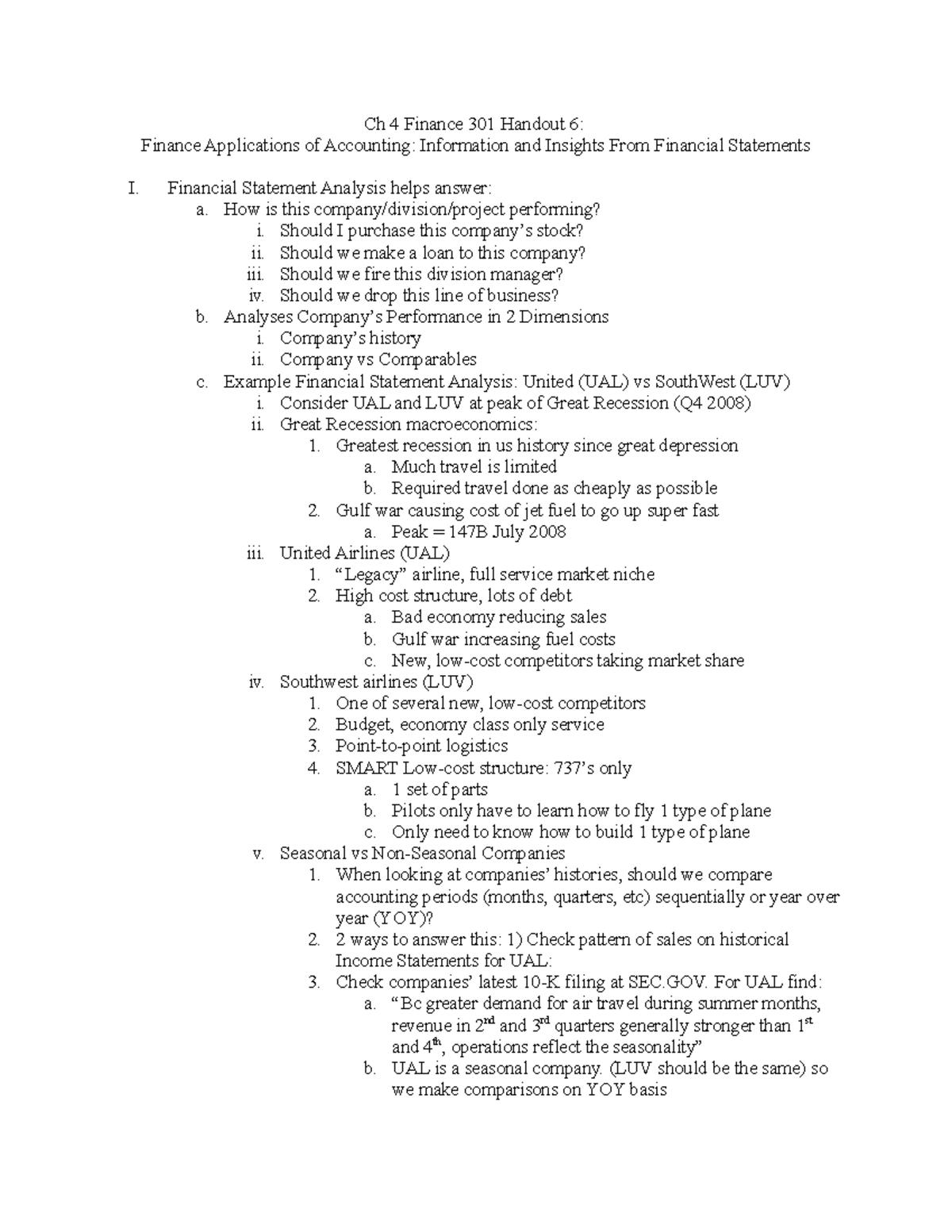 Ch 4 Finance 301 Handout 6 - Ch 4 Finance 301 Handout 6: Finance ...