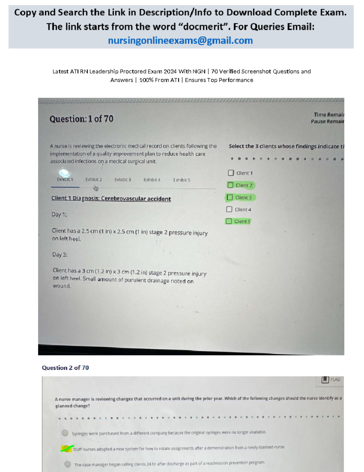 Latest ATI RN Leadership Proctored Exam 2024 With NGN 70 Verified ...