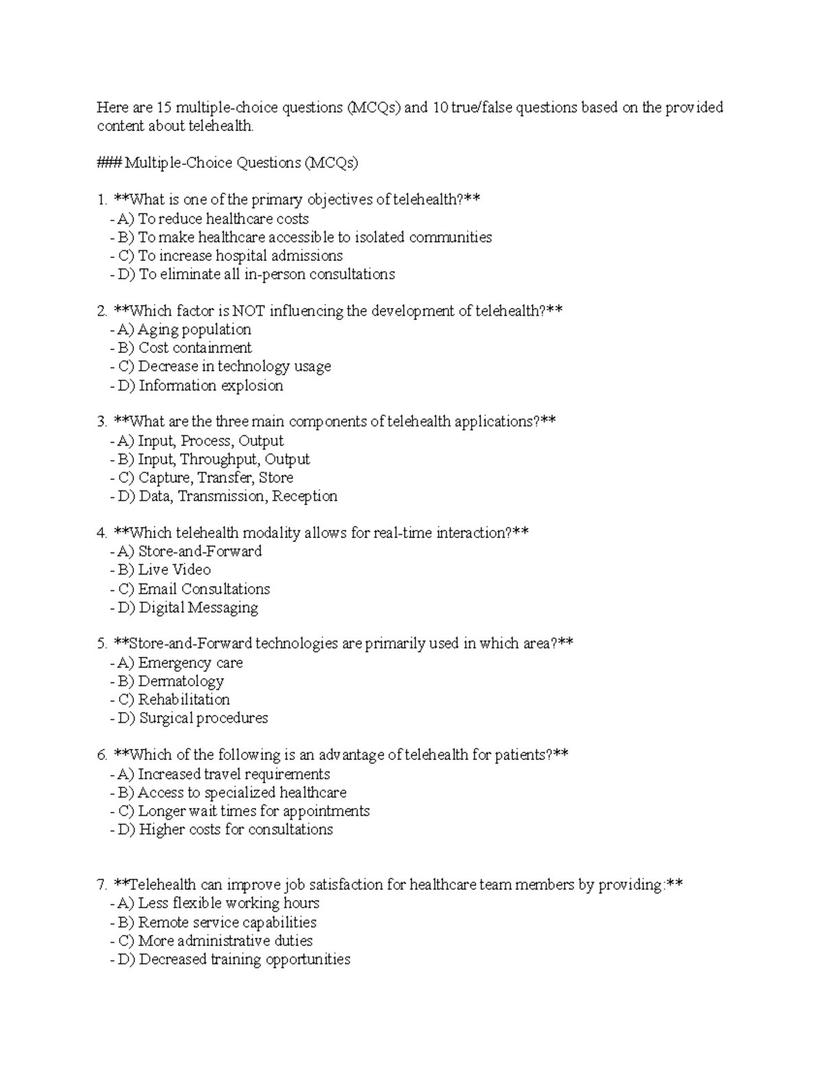 Exam on 2nd lecture framework - Here are 15 multiple-choice questions ...