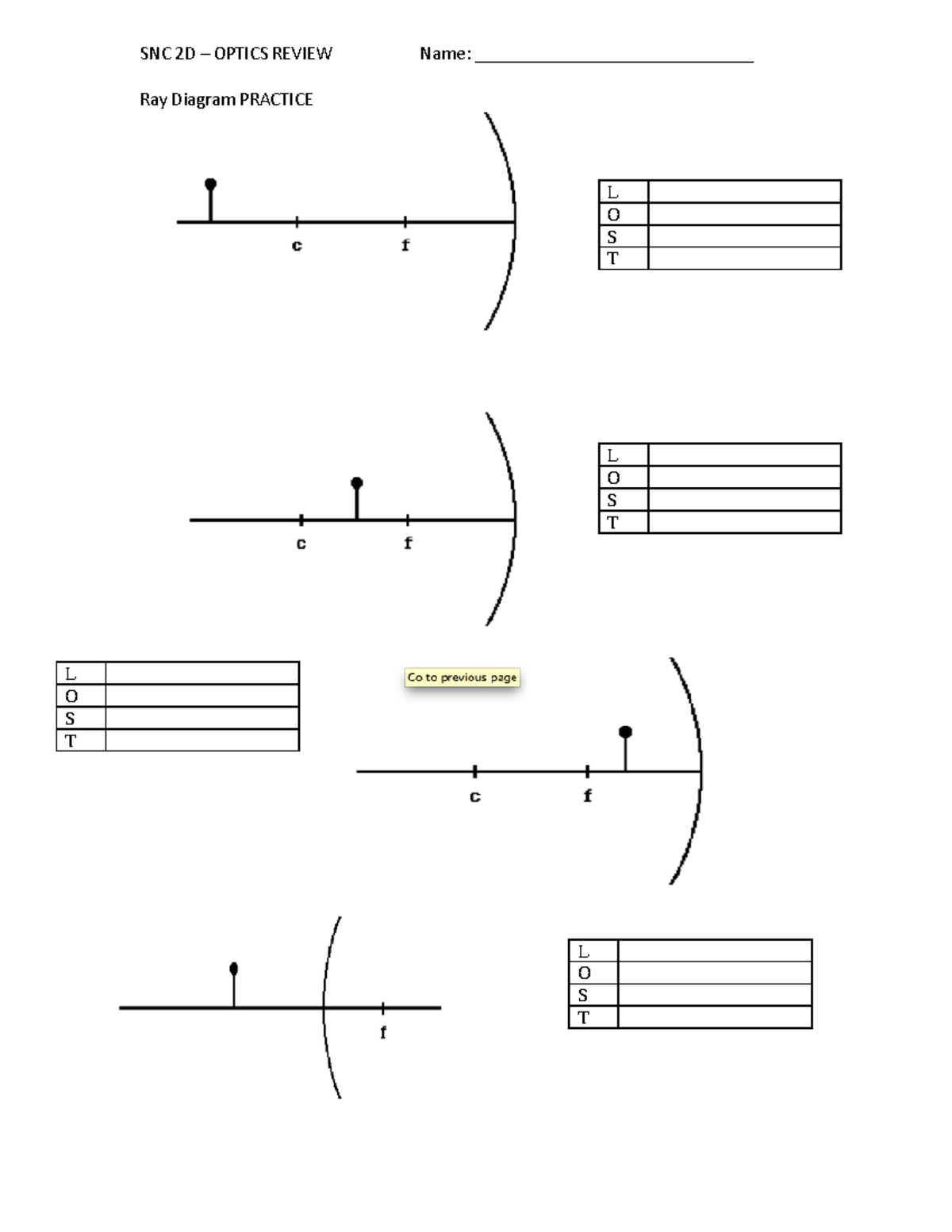 2023 optics review pt1 - SNC 2D – OPTICS REVIEW Name ...