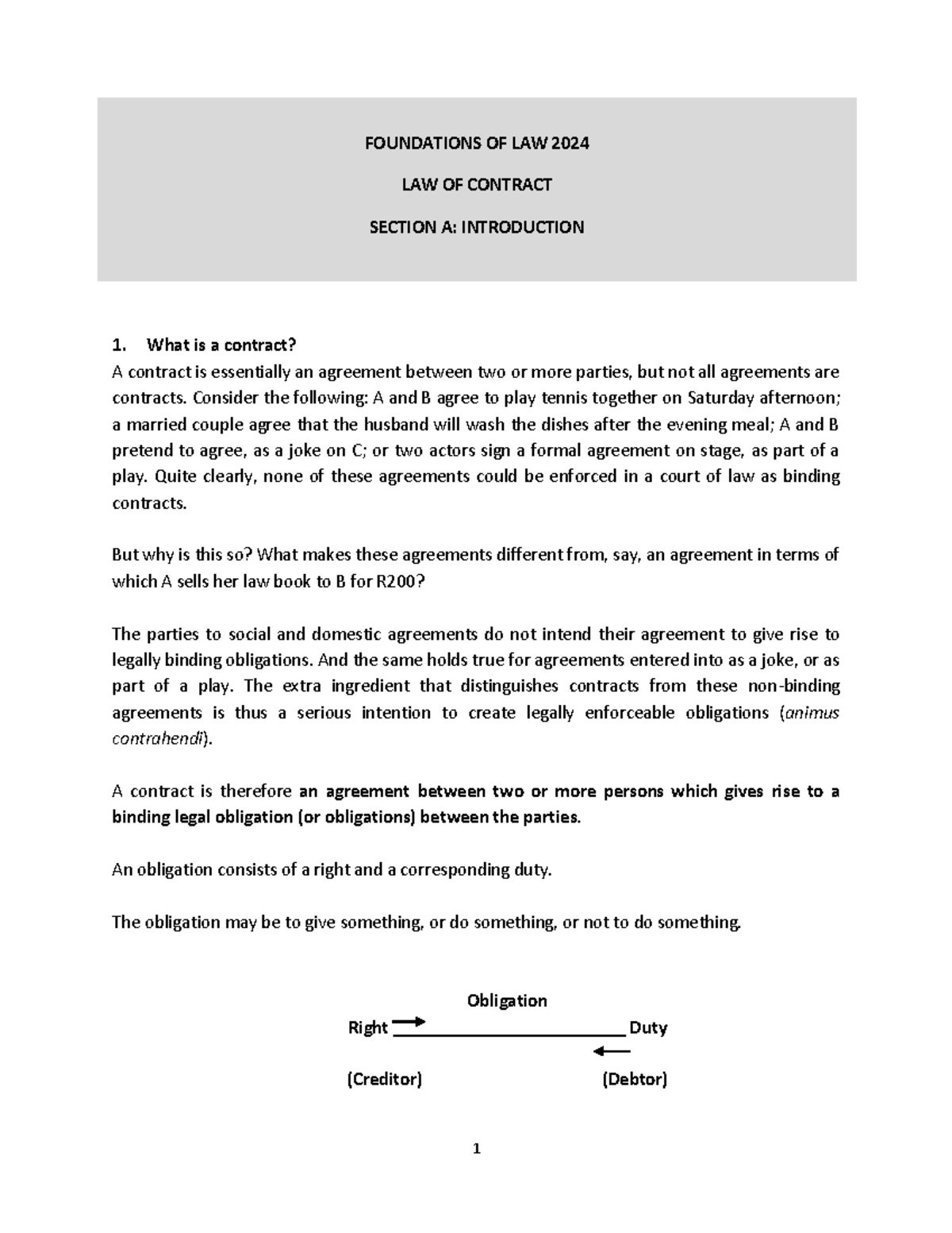 Contract - Section A - What is a contract? A contract is essentially an ...