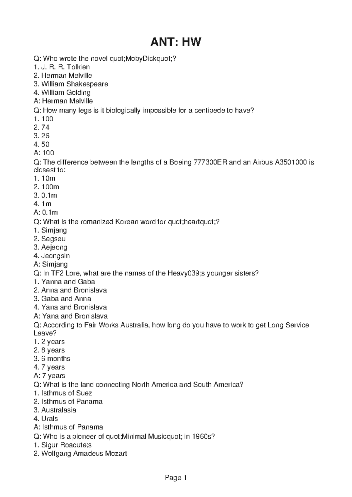 ANT204-Document-6 - ANT204 - ANT: HW Q: Who wrote the novel quot ...