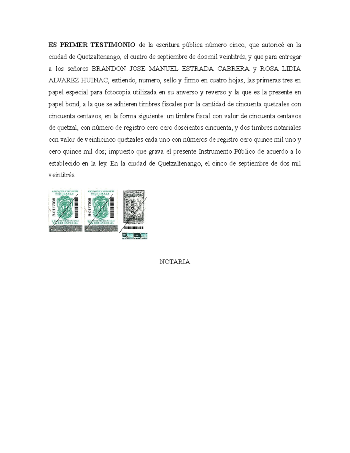 Testimonios compra venta - ES PRIMER TESTIMONIO de la escritura pública ...