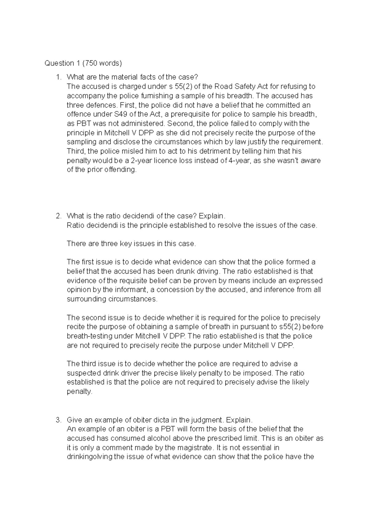 Practice for FOL - Question 1 (750 words) 1. What are the material ...