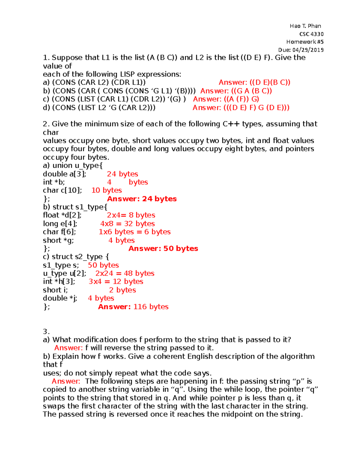 Homework 4 Hao T Phan Csc 4330 Homework Due 04 29 Suppose That