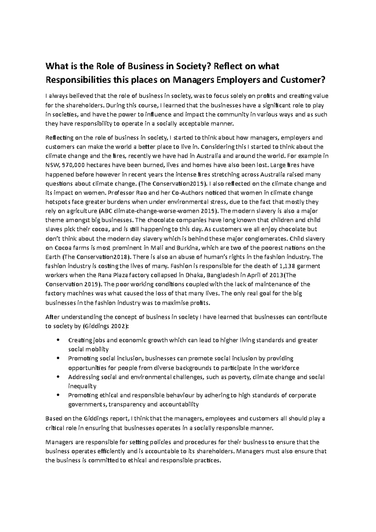 What is the Role of Business in Society - During this course, I learned ...