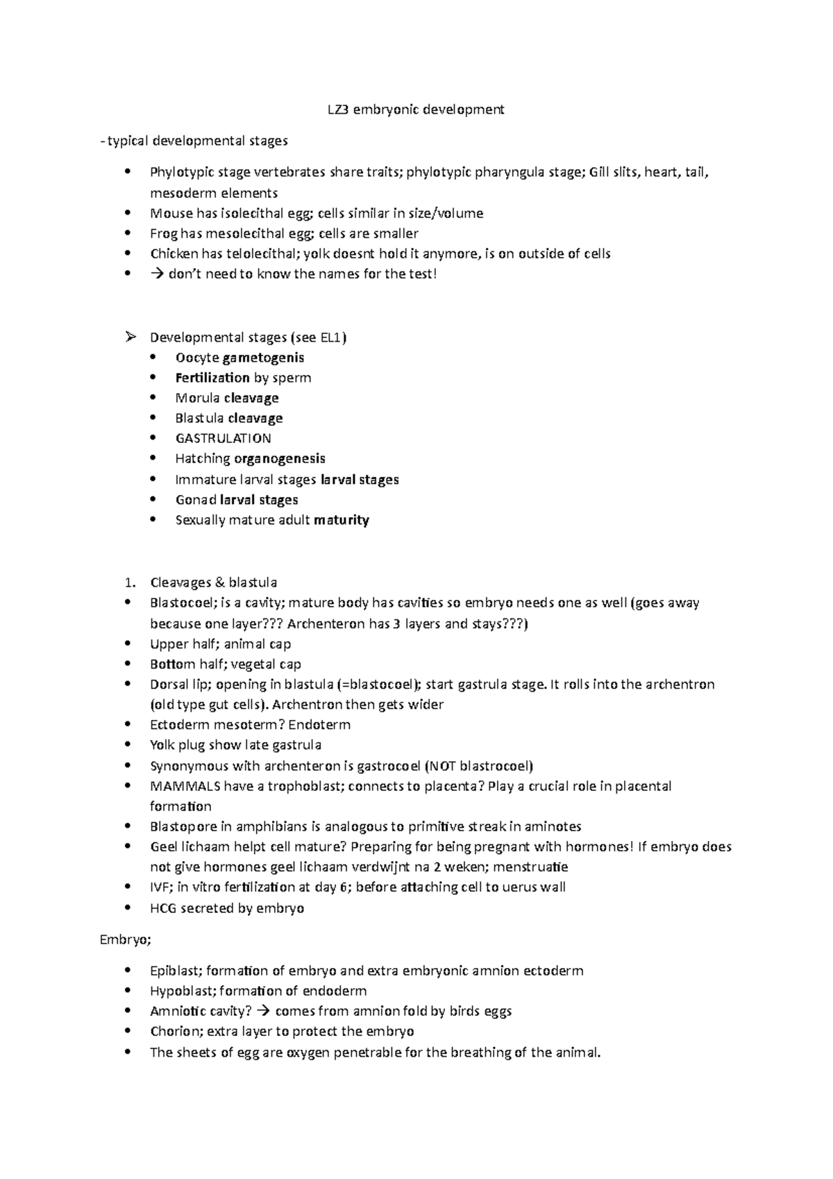 Lz3 and lz4 ezo (short) lecture notes - LZ3 embryonic development ...