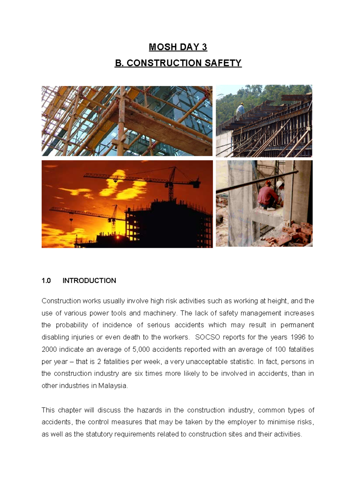 B. Construction Safety - MOSH DAY 3 B. CONSTRUCTION SAFETY 1 ...