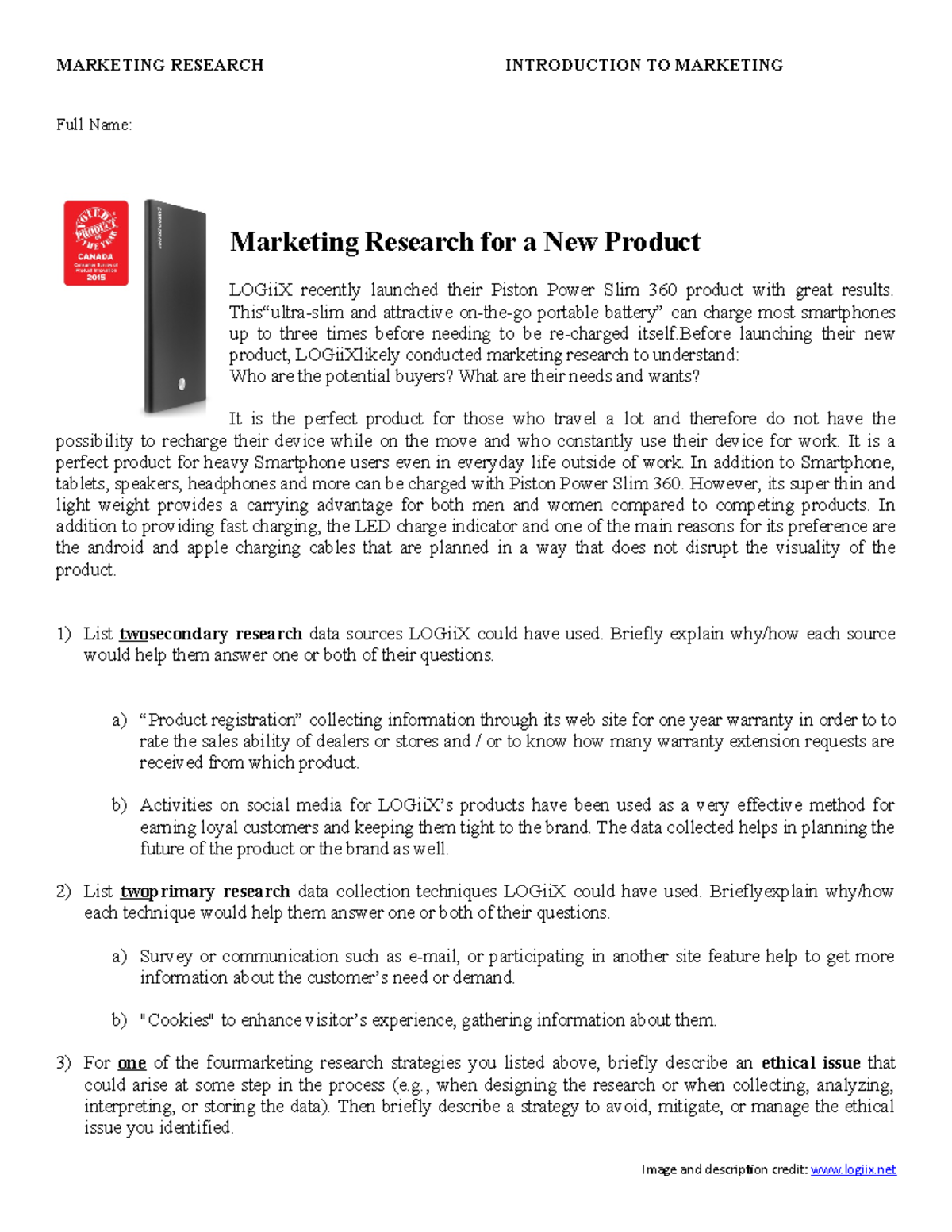 Mark 1115-04-Marketing Research For New Product - MARKETING RESEARCH ...