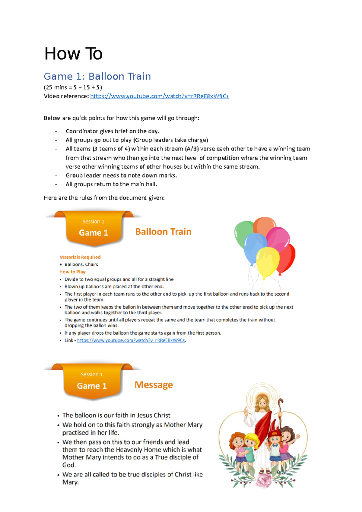 Games - How To Game 1: Balloon Train (25 mins = 5 + 15 + 5) Video ...