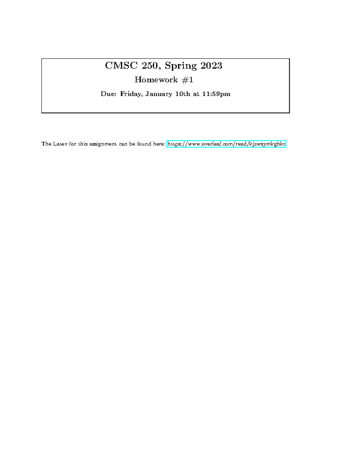 CMSC250 Spring 2023 Homework 1 - CMSC 250, Spring 2023 Homework # Due: Friday, January 10th at ...