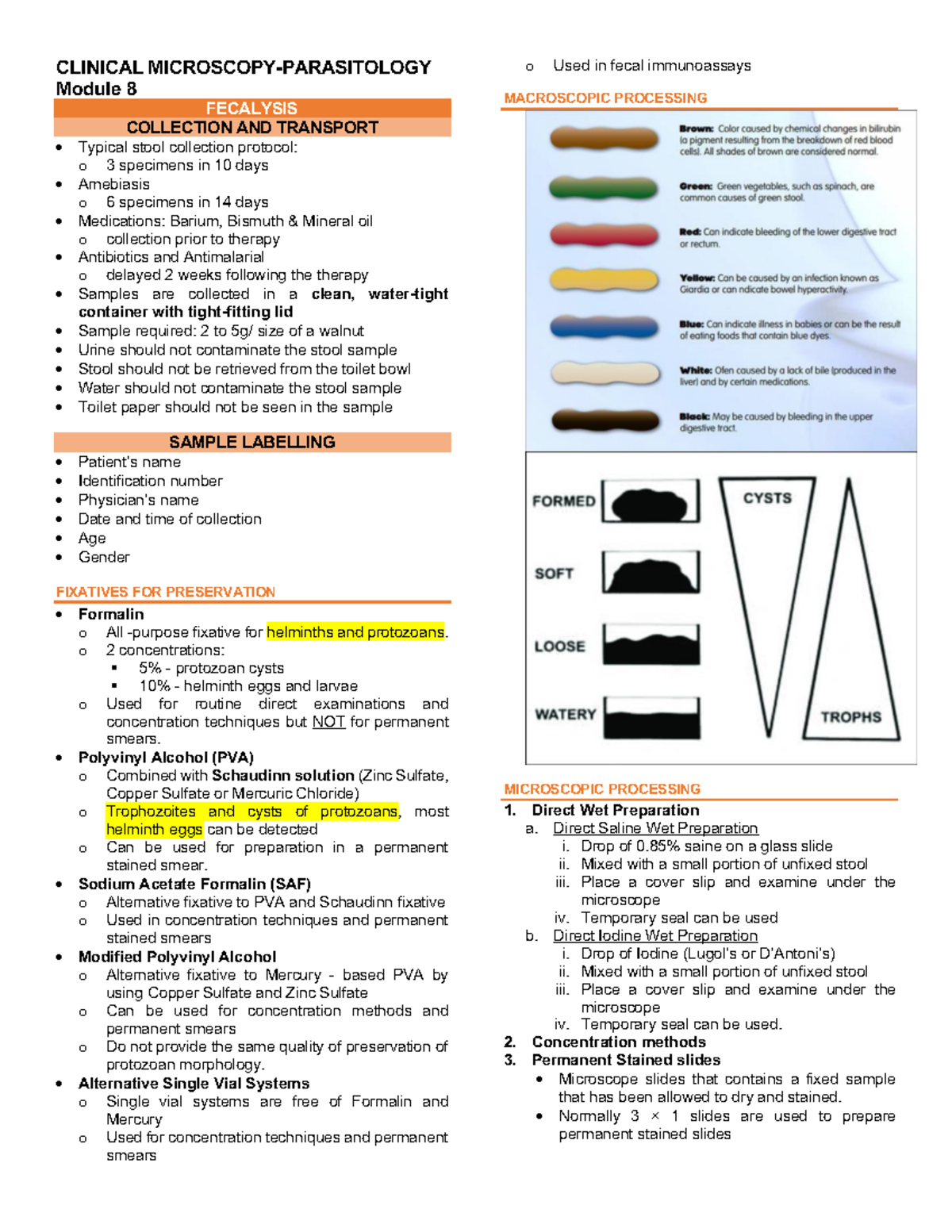 Cmpara Module 8 - Clinical Microscopy - Parasitology - CLINICAL ...