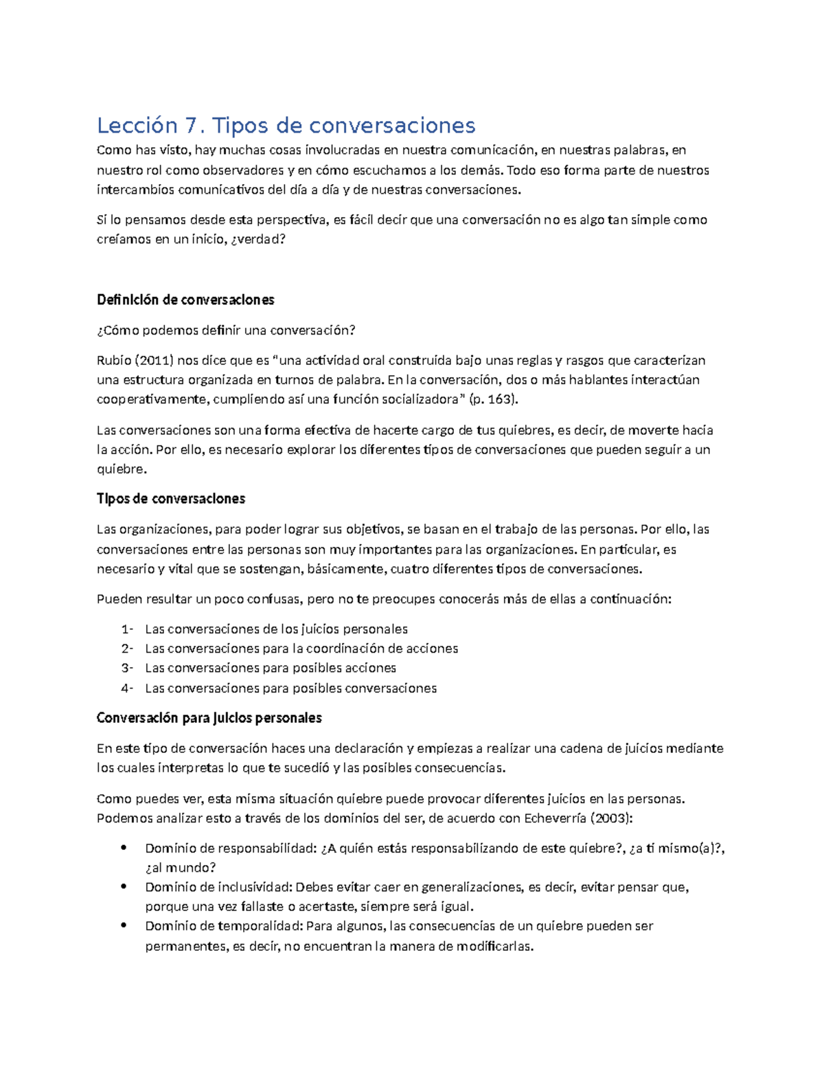 Lección 7. Tipos de conversaciones - Lección 7. Tipos de conversaciones ...