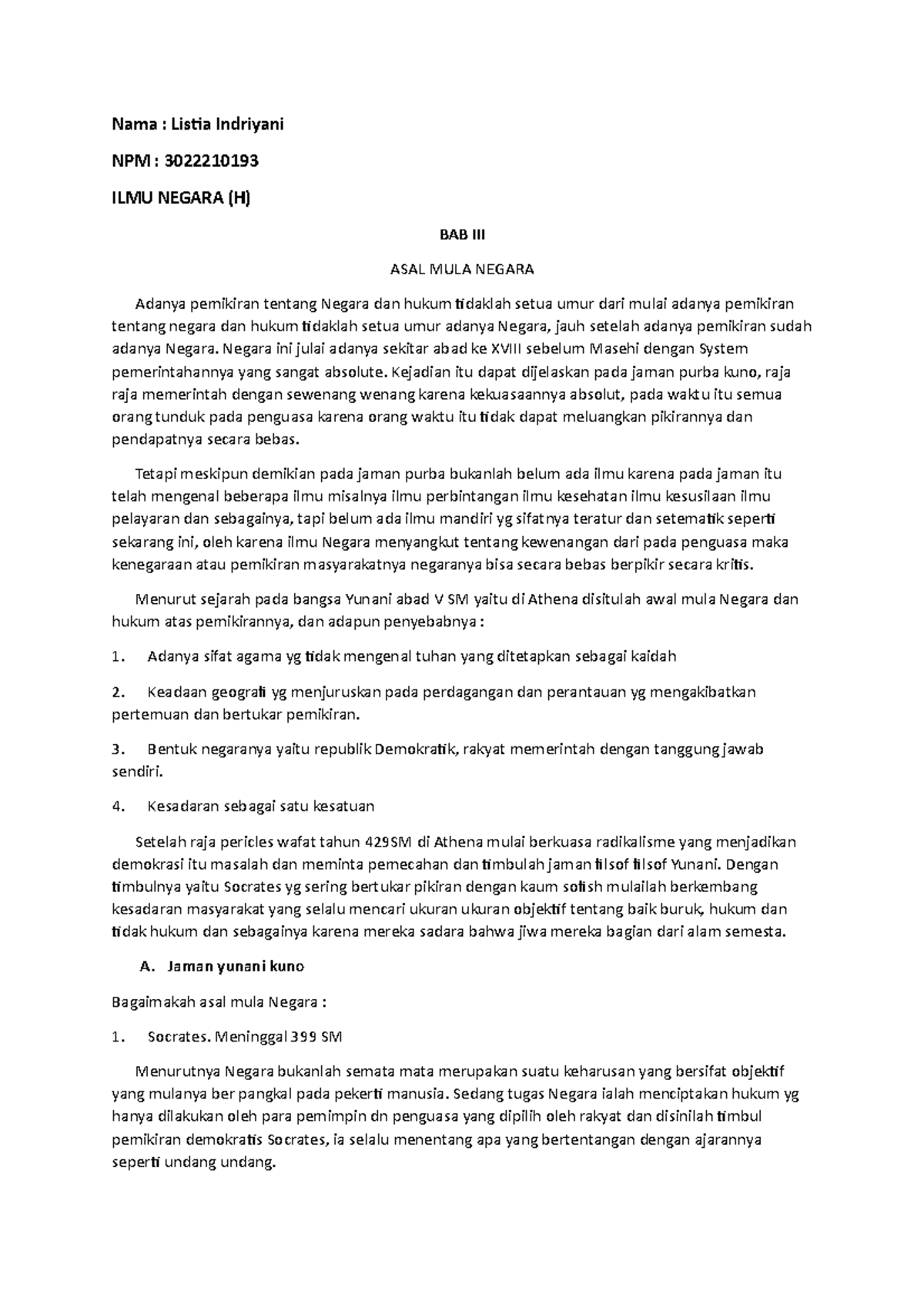 Ilmu Negara (H) - Listia Indriyani (3022210193) - Nama : Listia ...