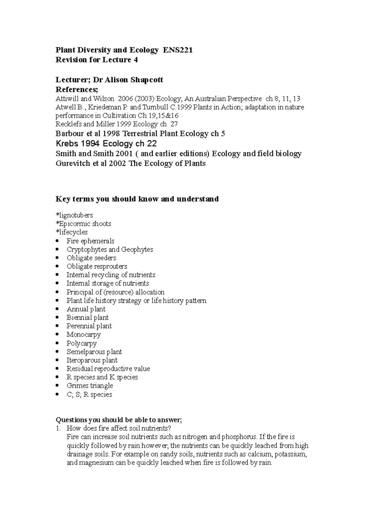 Sample/practice exam 16 June 2019, questions and answers - Plant ...