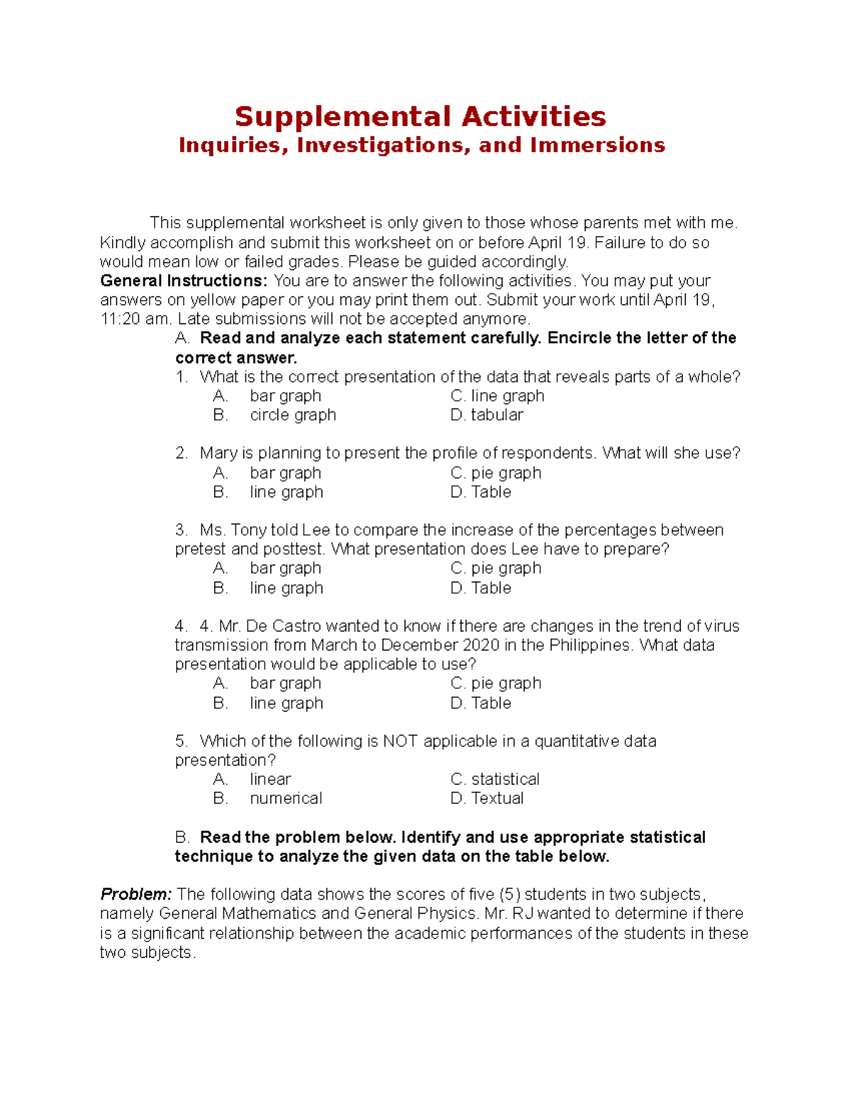 Supplemental-Activities - Supplemental Activities Inquiries ...