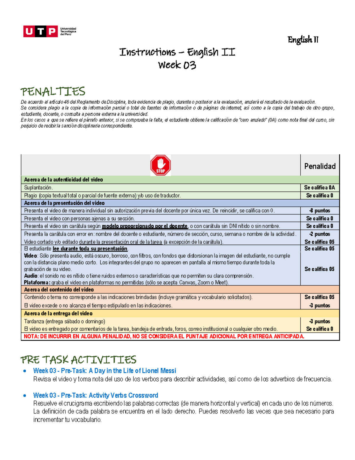 Week 03 - Indicaciones en español - Inglés 2 - English II Instructions ...