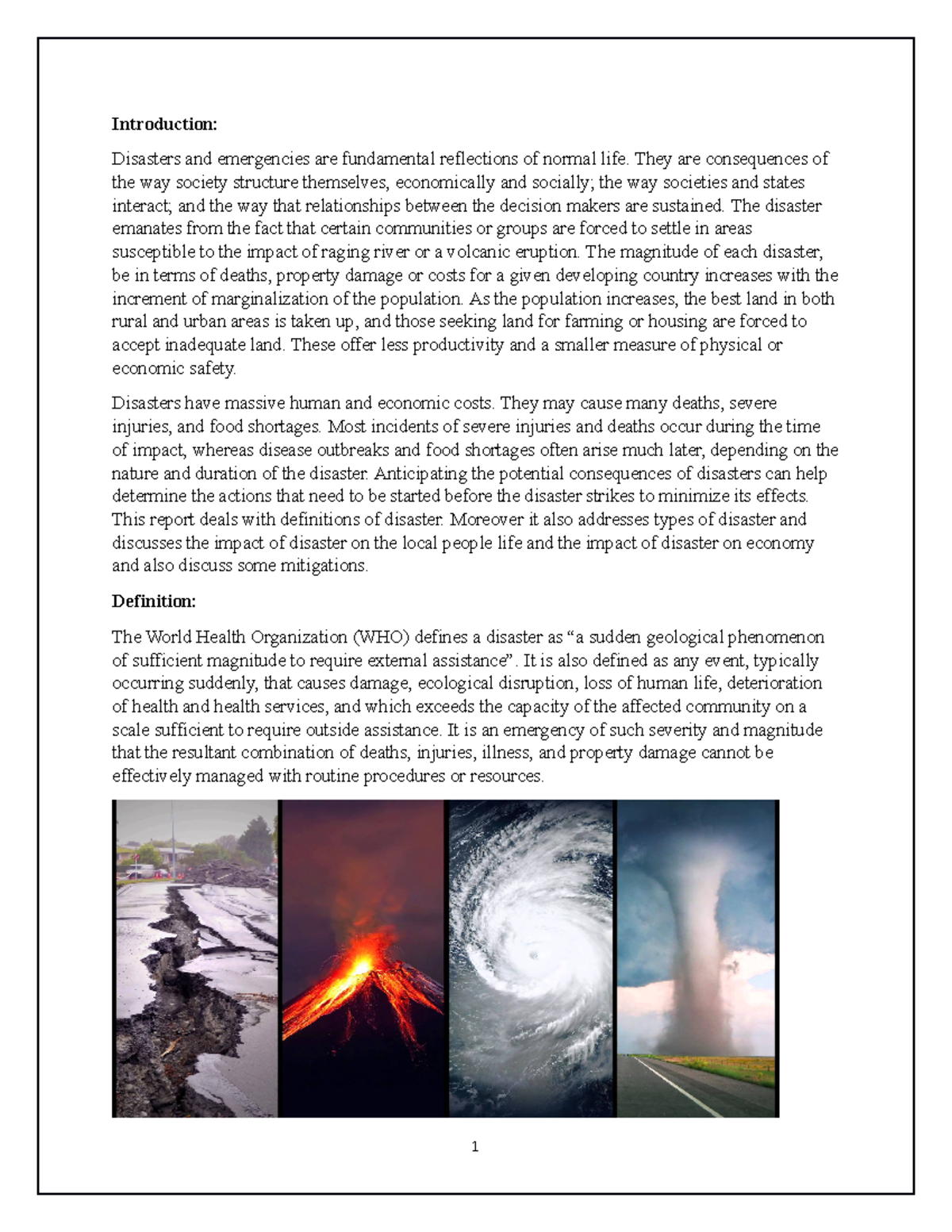 Geological Disasters - Introduction: Disasters and emergencies are ...