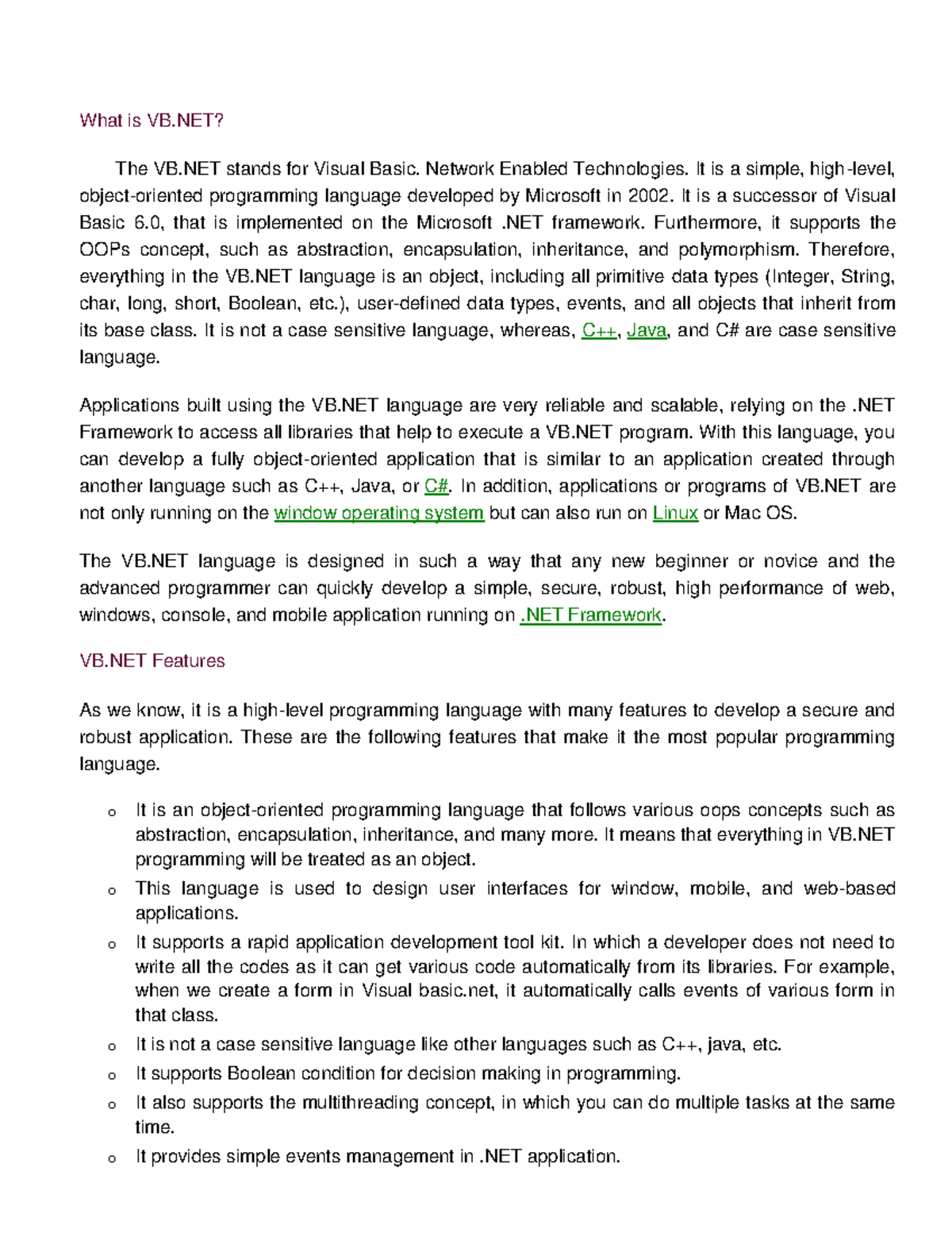 After CATs 1 VB Notes 1 Iiibsc-18UCS9-Dr Malarvizhi - What is VB? The ...