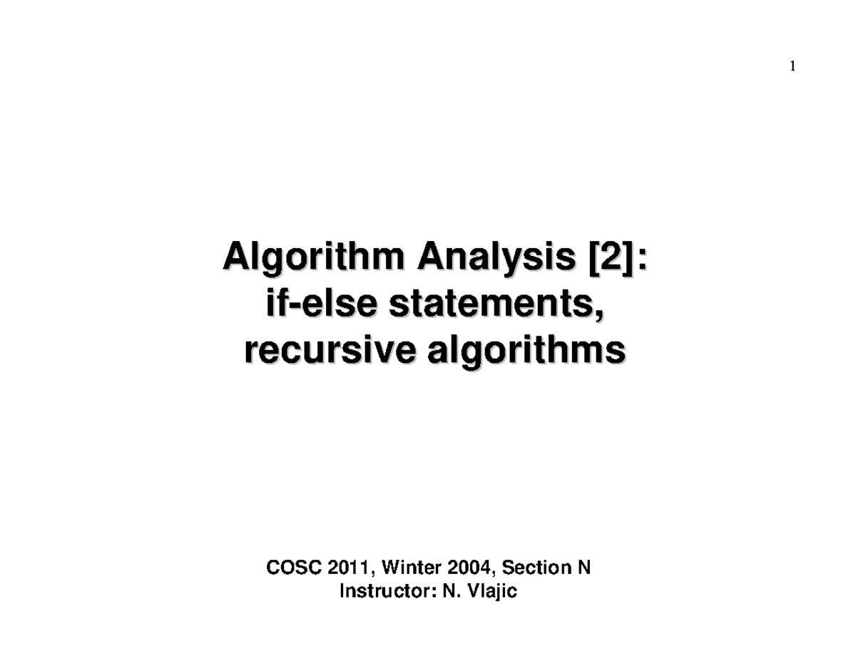 Line by Line Analysis If Else - Algorithm Analysis [2]:Algorithm ...