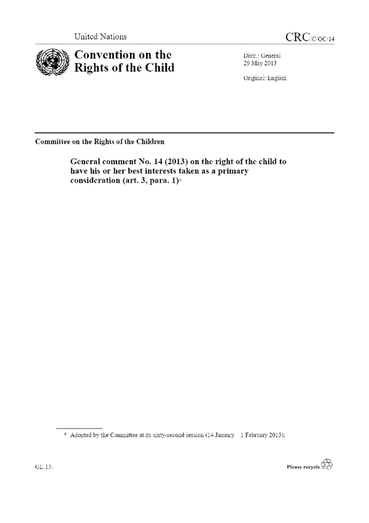 General Comment CRC - hope it helps - United Nations CRC Convention on ...