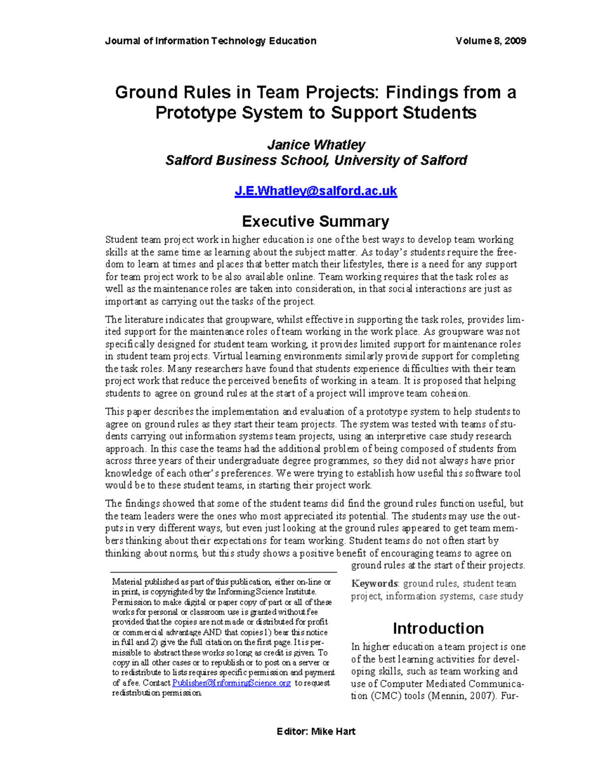 Ground Rules in Team Projects Reading - Journal of Information ...