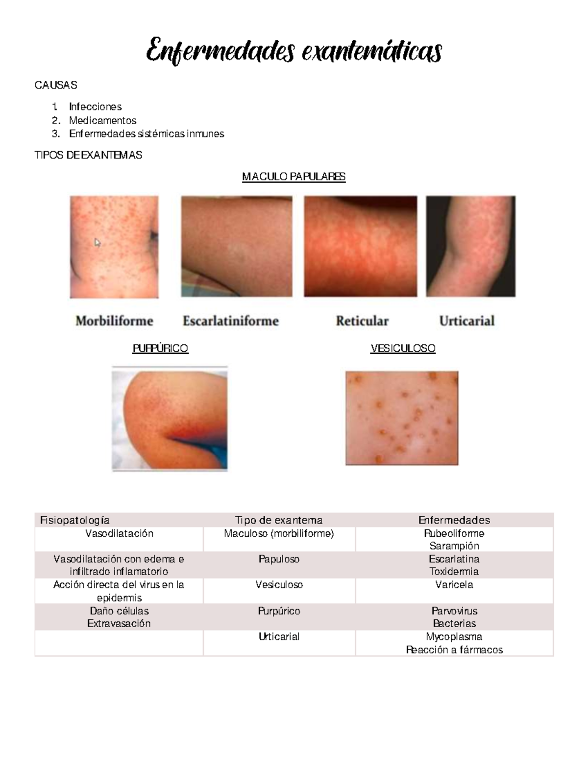Enfermedades exantemáticas - Enfermedades exantem·ticas CAUSAS ...