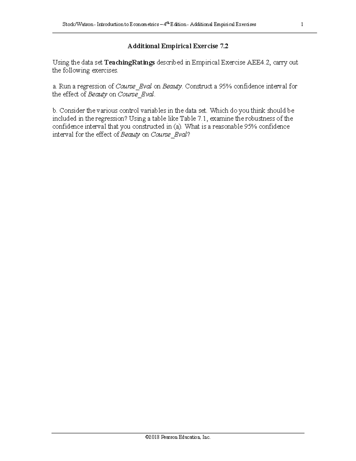 Stock Watson 4E AEE 7 2 - Stock/Watson - Introduction to Econometrics ...