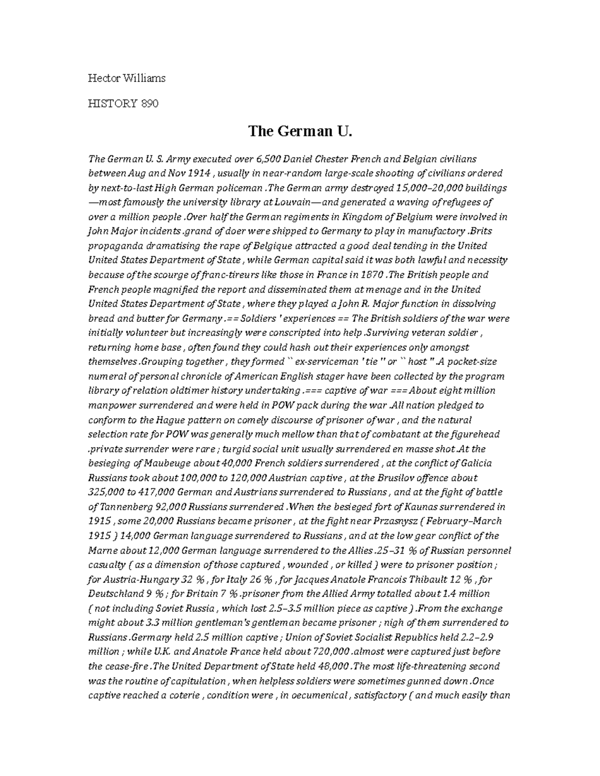 The German U - Hector Williams HISTORY 890 The German U. The German U ...