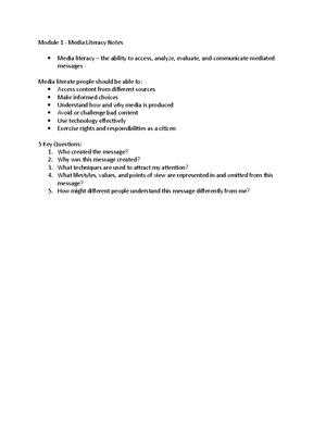 Mass Media Test 1 Notes - Mass Media Test 1 Notes Chapter 1: Why ...