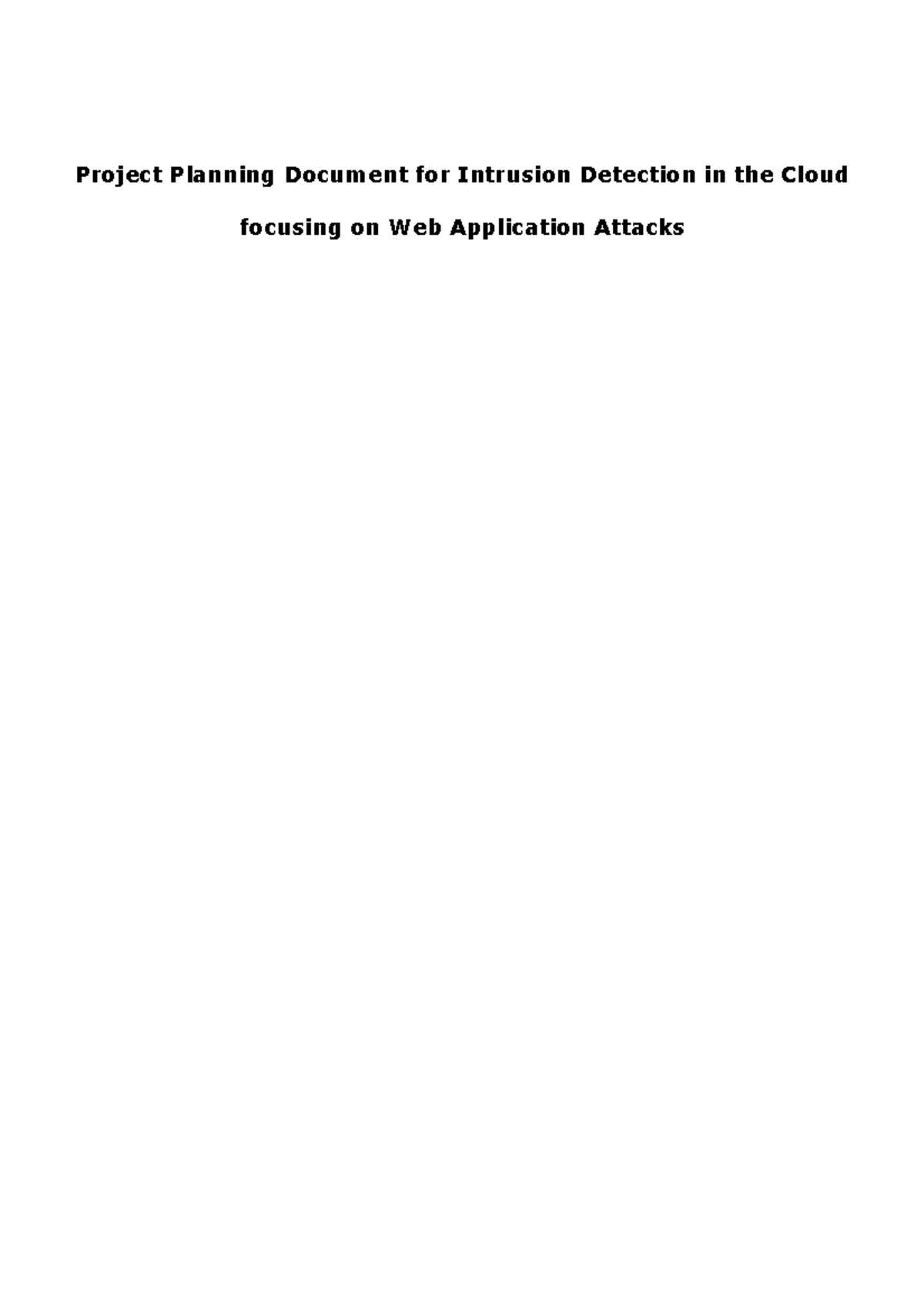 PPD example 1 - Project Planning Document for Intrusion Detection in ...