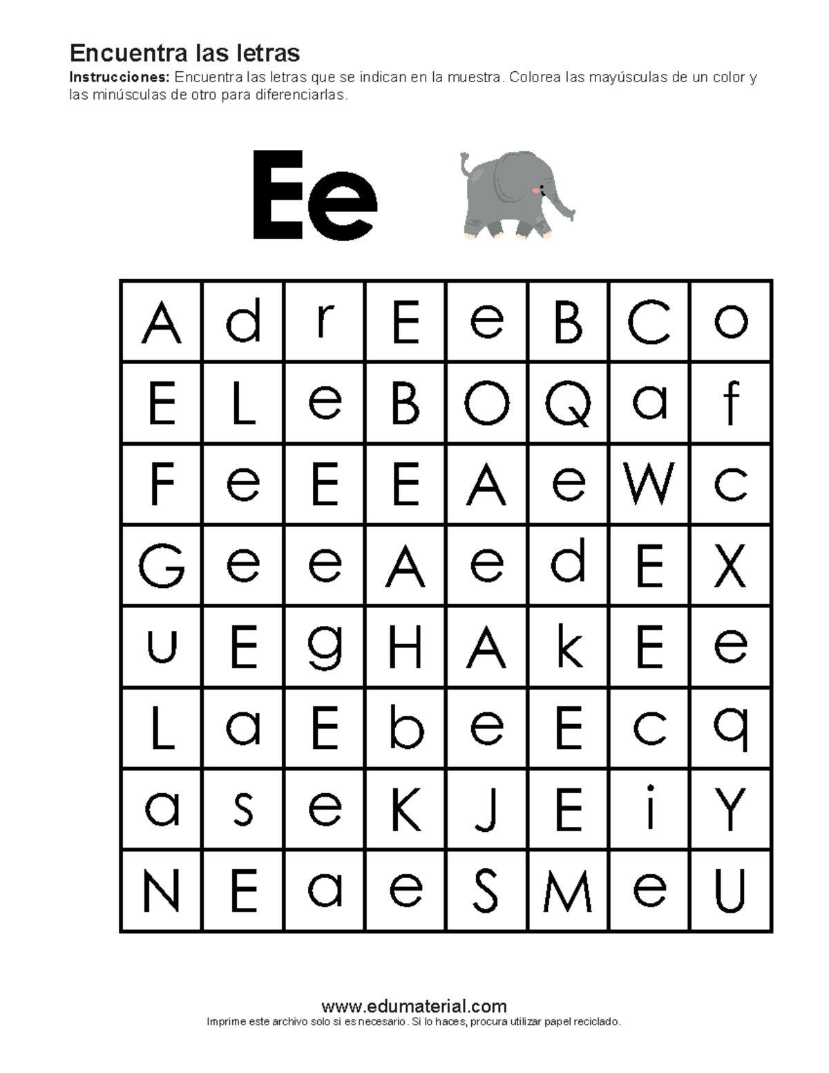 000063 Encuenta Las Letras E L J C M Set1 Edu Material - Instrucciones ...