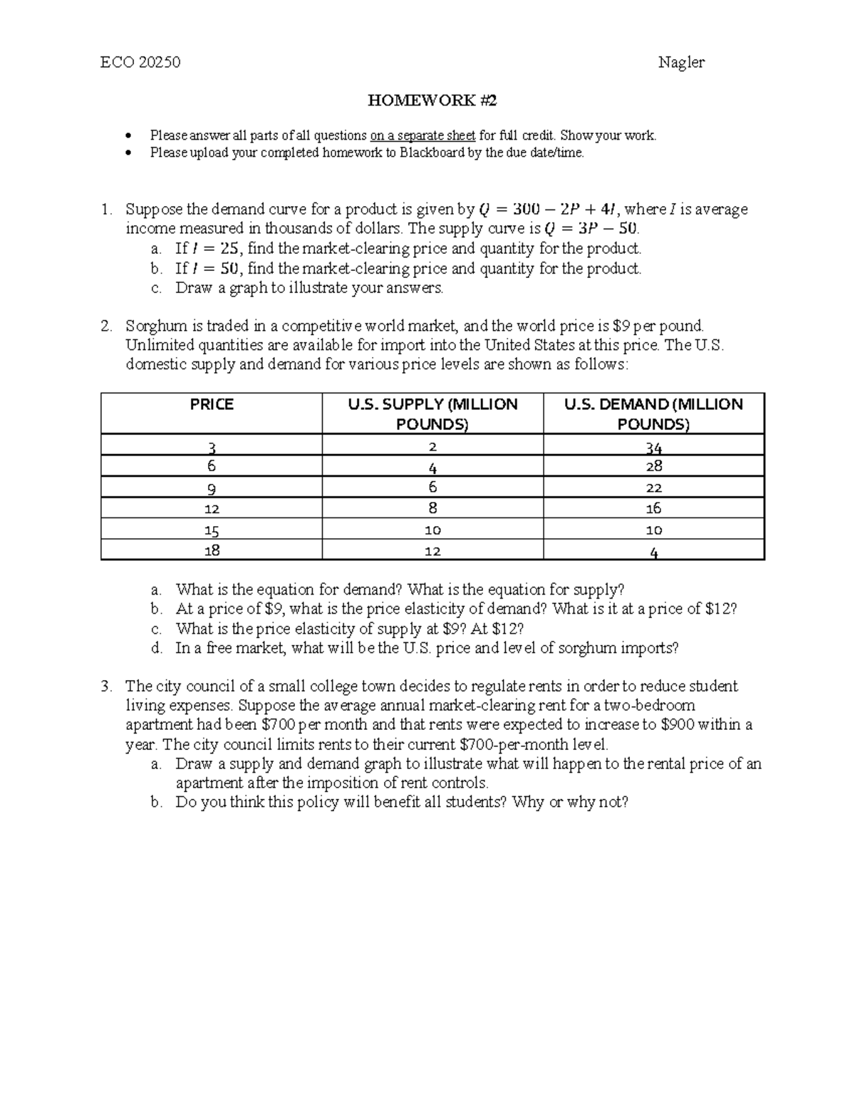 ECO 20250 fa21 HW2 - ECO 20250 Nagler HOMEWORK # Please answer all parts of all questions on a ...