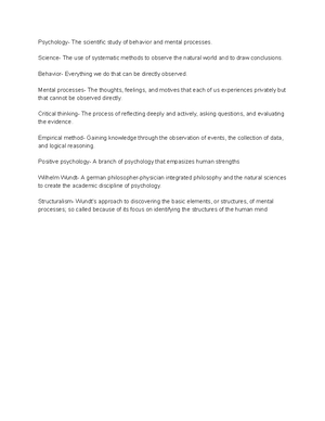 Introduction to psychology notes 17 - Imagery a. The use of imagery ...