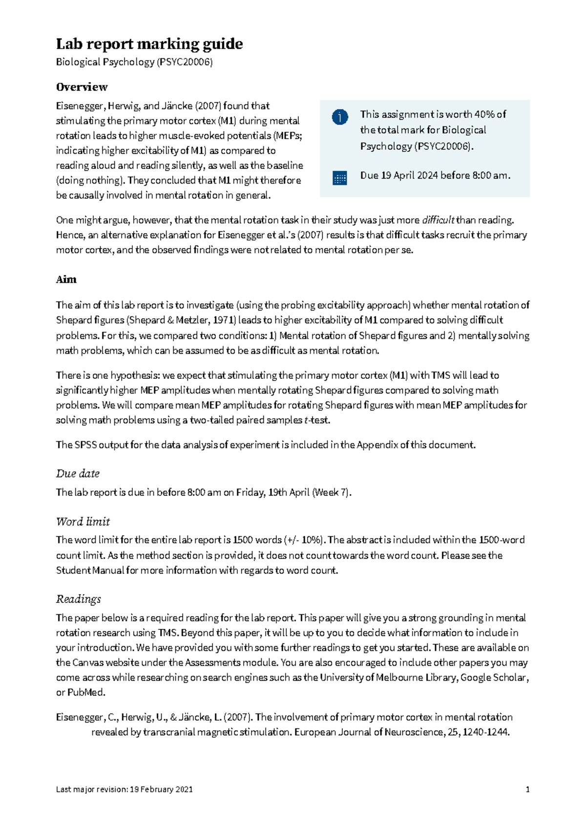PSYC2000 6 Alternative Assignment Marking Guide (2024) - Lab report ...
